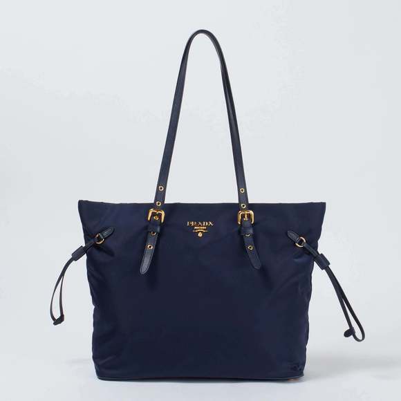 Prada | Bags | Prada Nylon Tote Bag Zipper Navy Blue | Poshmark